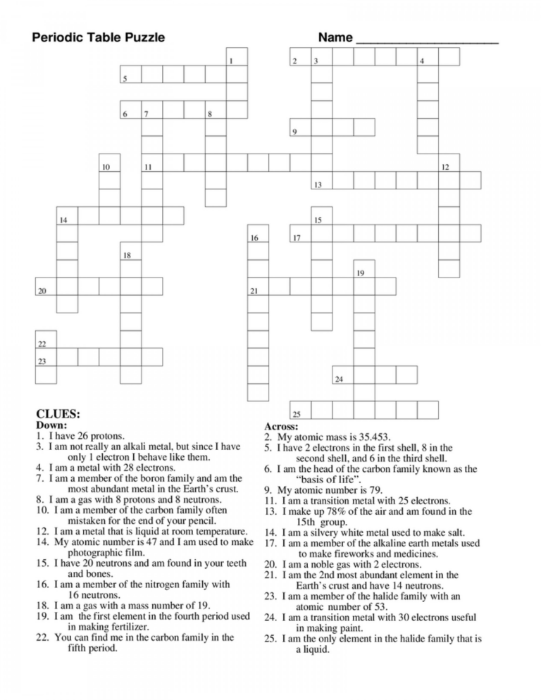 Printable Crossword Puzzles With Answers Pdf Printable Crossword